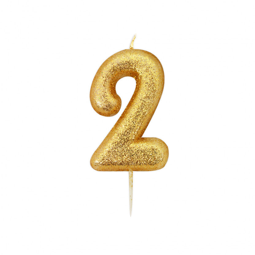 Birthday Candle - Number 2 Glitter Gold Pick – Pastry Mart Singapore
