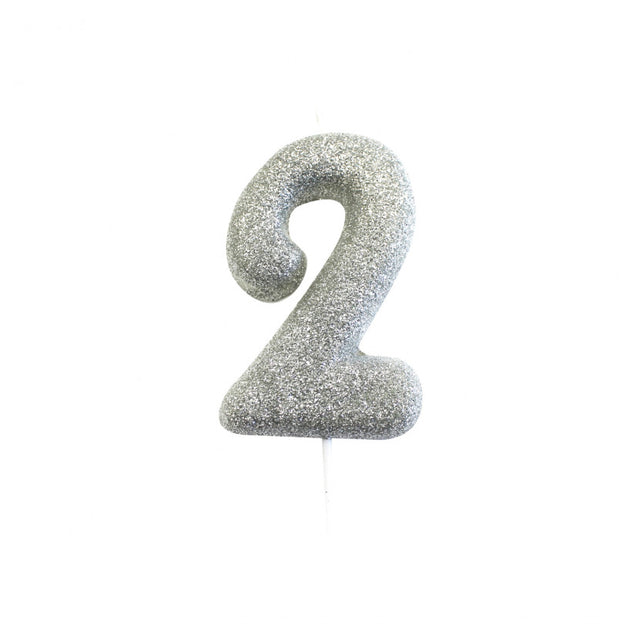 Birthday Candle - Number 2 Glitter Silver Pick – Pastry Mart Singapore
