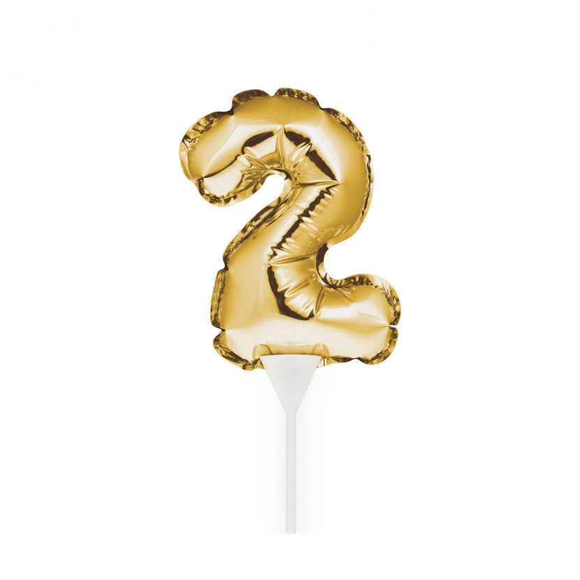 Self-Inflating Mini Balloon Birthday Cake Topper 2 Gold – Pastry Mart ...